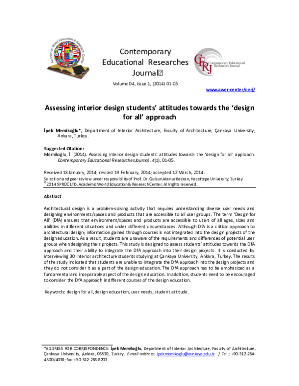 (PDF) Assessing interior design students' attitudes towards the 'design ...