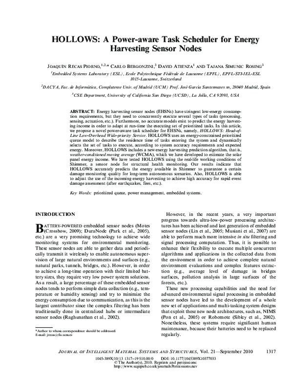 (PDF) HOLLOWS: A Power-aware Task Scheduler for Energy Harvesting Sensor Nodes