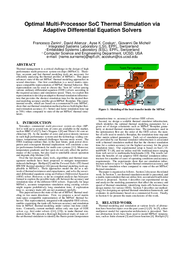 Optimal multi-processor SoC thermal simulation via adaptive differential equation solvers