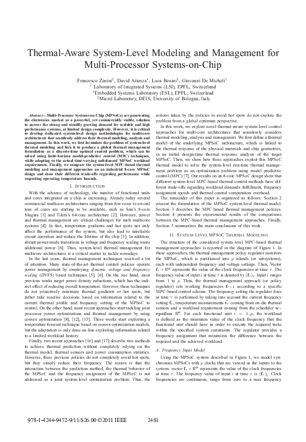 (PDF) Thermal-aware system-level modeling and management for Multi-Processor Systems-on-Chip