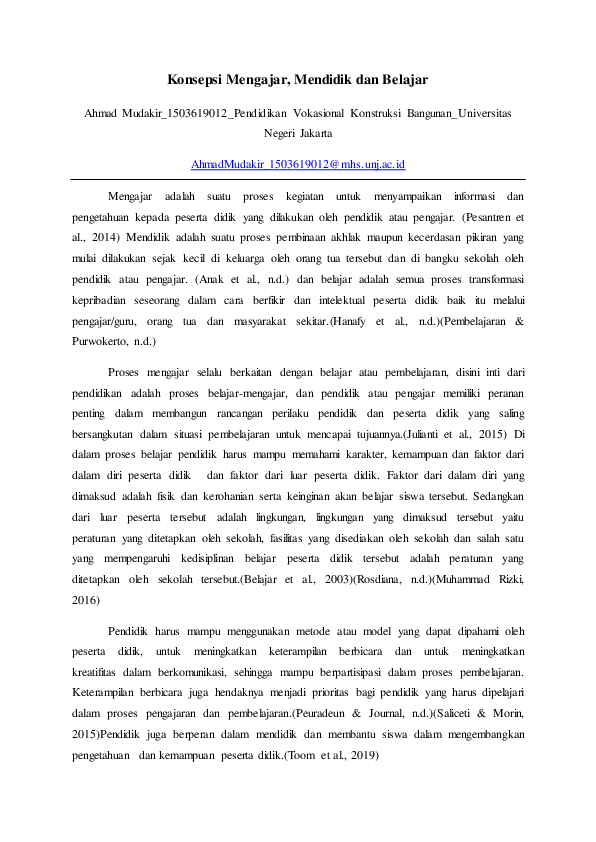 (PDF) Konsepsi Mengajar, Mendidik, dan Belajar