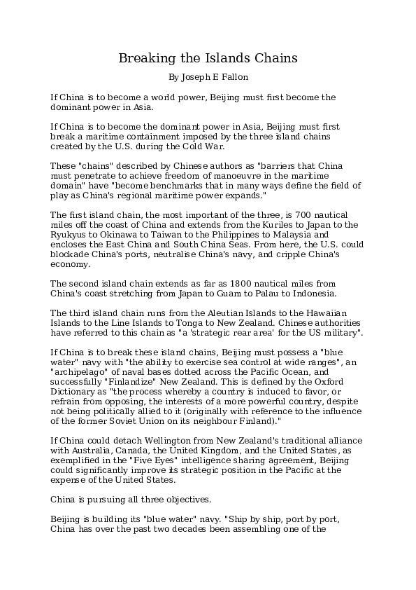 (DOC) Breaking the Island Chains - China's maritime route to becoming a ...