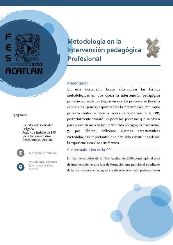 (PDF) Metodología en la Intervención pedagógica Profesional