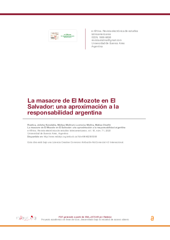 (PDF) La masacre de El Mozote en El Salvador: una aproximación a la ...