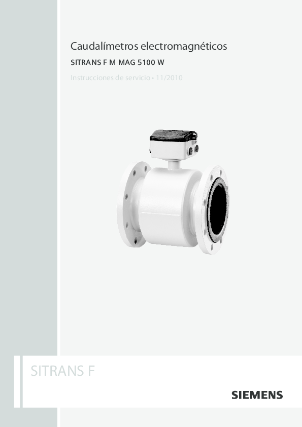 (PDF) Caudalímetros electromagnéticos SITRANS F M MAG 5100 W SITRANS F