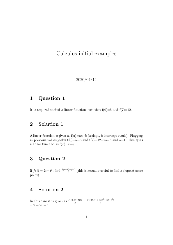 (PDF) Calculus initial examples