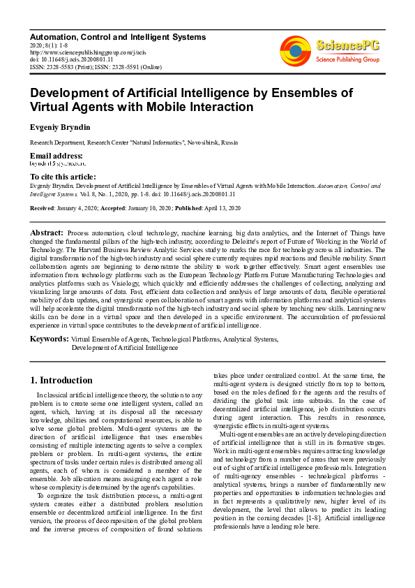 (PDF) Evgeniy Bryndin. Development of Artificial Intelligence by Ensembles of Virtual Agents ...