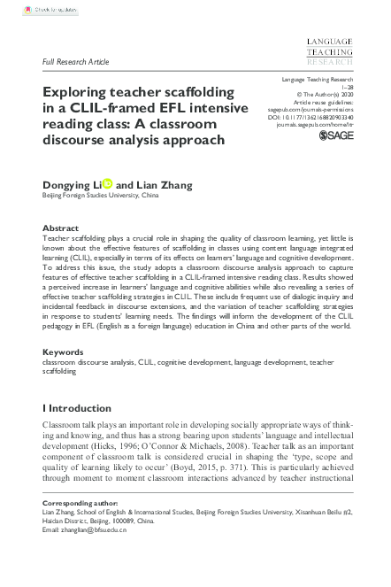 (PDF) Exploring teacher scaffolding in a CLIL-framed EFL intensive ...