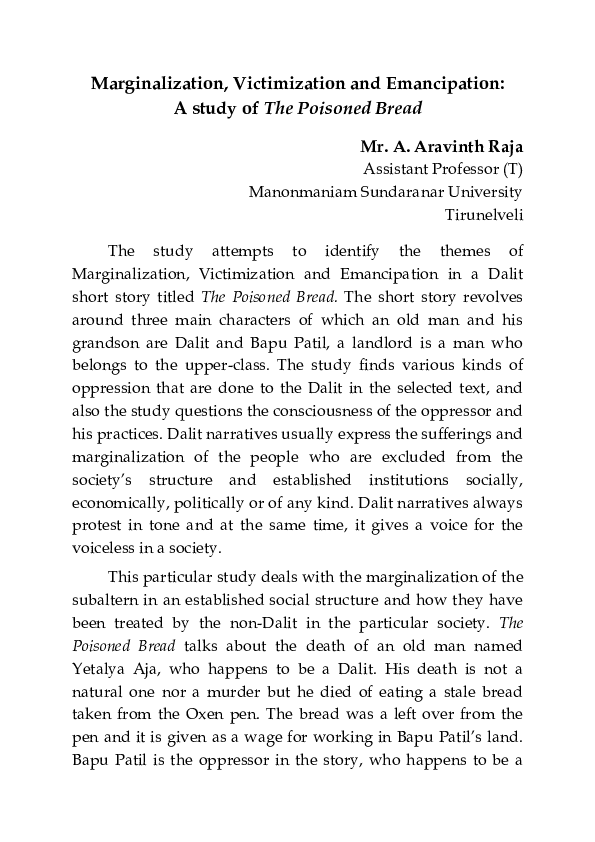 (PDF) Marginalization, Victimization and Emancipation: A study of The ...