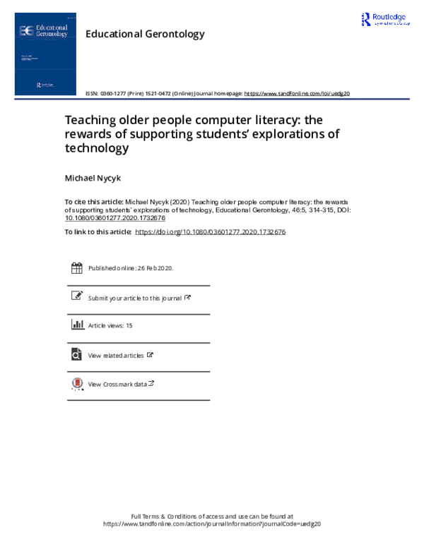 (PDF) Teaching Older People Computer Literacy: The Rewards of ...