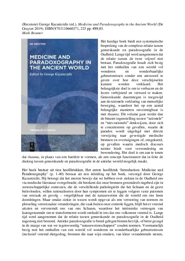 (PDF) Mark Beumer (Recensie) (Recensie) George Kazantzidis (ed ...