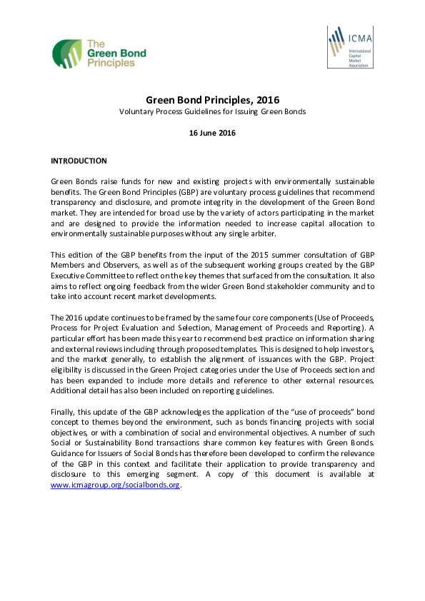 (PDF) Voluntary Process Guidelines for Issuing Green Bonds