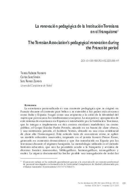 (PDF) La renovación pedagógica de la Institución Teresiana en el ...