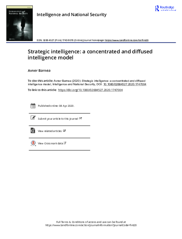 (PDF) Intelligence and National Security Strategic intelligence: a ...