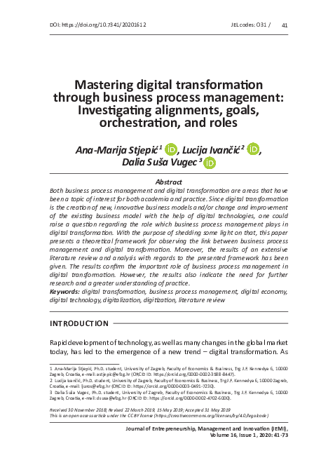 (PDF) Mastering digital transformation through business process ...