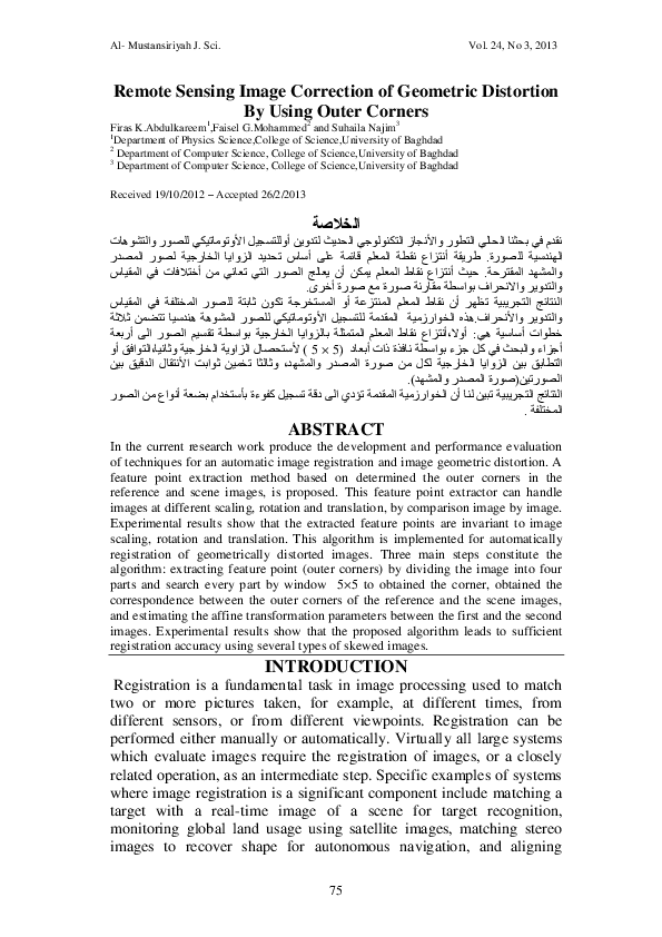 (PDF) Remote Sensing Image Correction of Geometric Distortion By Using ...