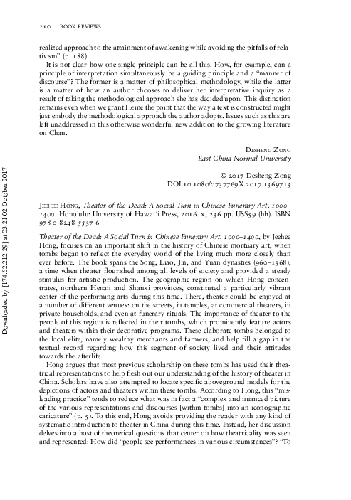 (PDF) REVIEW: Jeehee Hong, Theater of the Dead: A Social Turn in ...