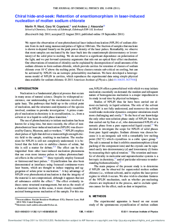 (PDF) Chiral hide-and-seek: Retention of enantiomorphism in laser ...
