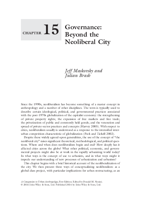 (PDF) Governance: Beyond the Neoliberal City
