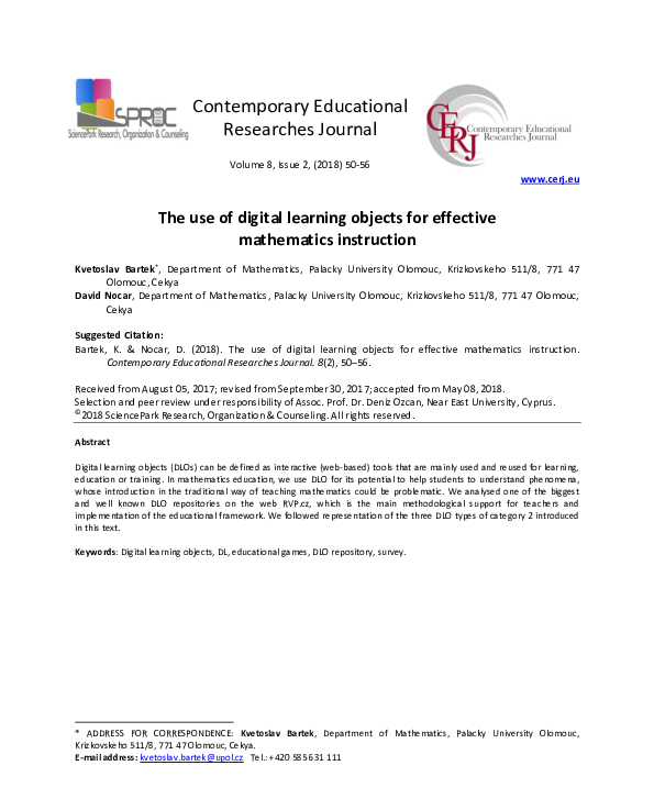 (PDF) The use of digital learning objects for effective mathematics ...