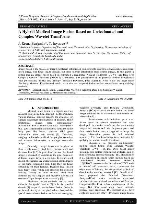 Pdf A Hybrid Medical Image Fusion Based On Undecimated And Complex Wavelet Transforms