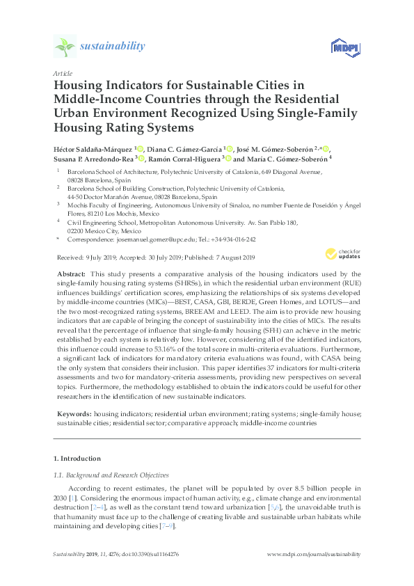 (PDF) Housing Indicators for Sustainable Cities in Middle-Income ...