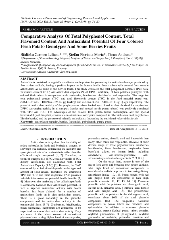 (PDF) Comparative Analysis Of Total Polyphenol Content, Total Flavonoid Content And Antioxidant ...