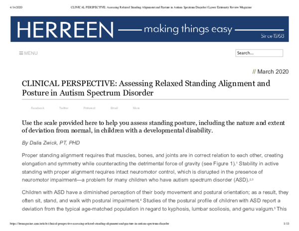 (PDF) CLINICAL PERSPECTIVE Posture in Autism Spectrum