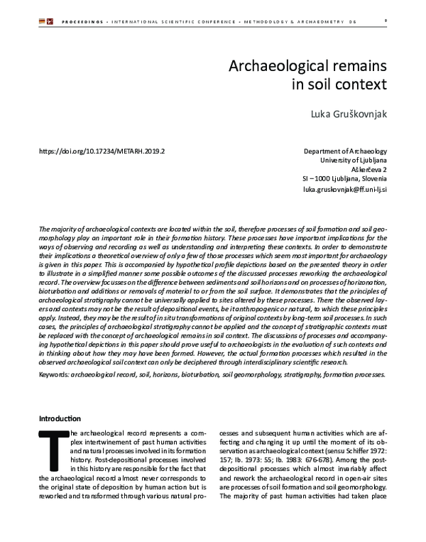 (PDF) Archaeological remains in soil context