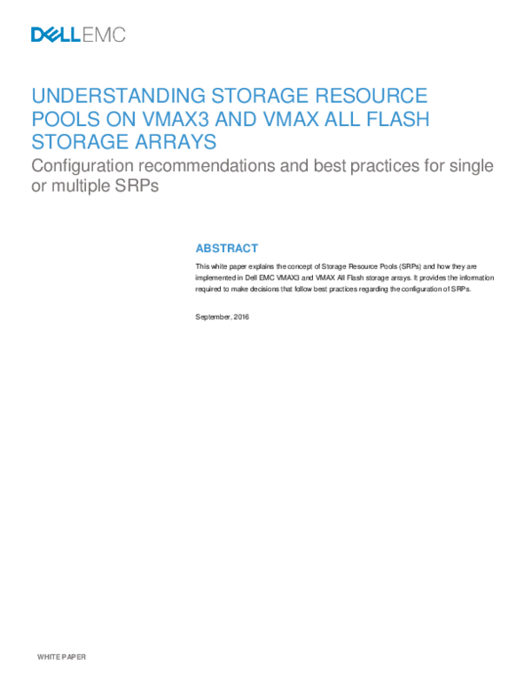 (PDF) UNDERSTANDING STORAGE RESOURCE POOLS ON VMAX3 AND VMAX ALL FLASH STORAGE ARRAYS ...