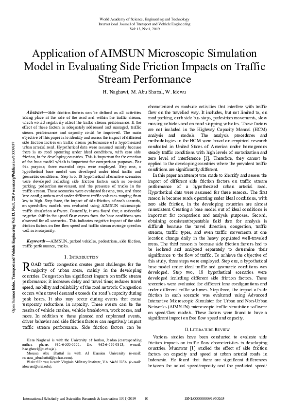 (PDF) Application of Aimsun Microscopic Simulation Model in Evaluating ...