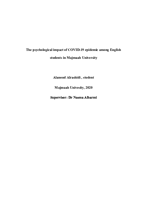 (DOC) The psychological impact of COVID-19 epidemic among English ...