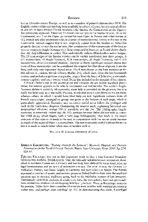 (PDF) Susan Einbinder, “Review of ‘Peering through the Lattices ...