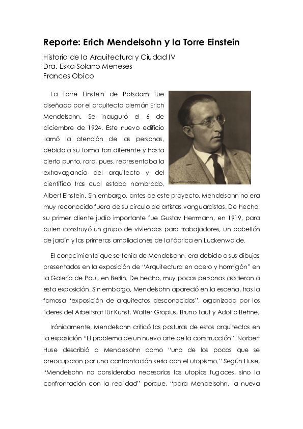 (PDF) Erich Mendelsohn y la Torre Einstein