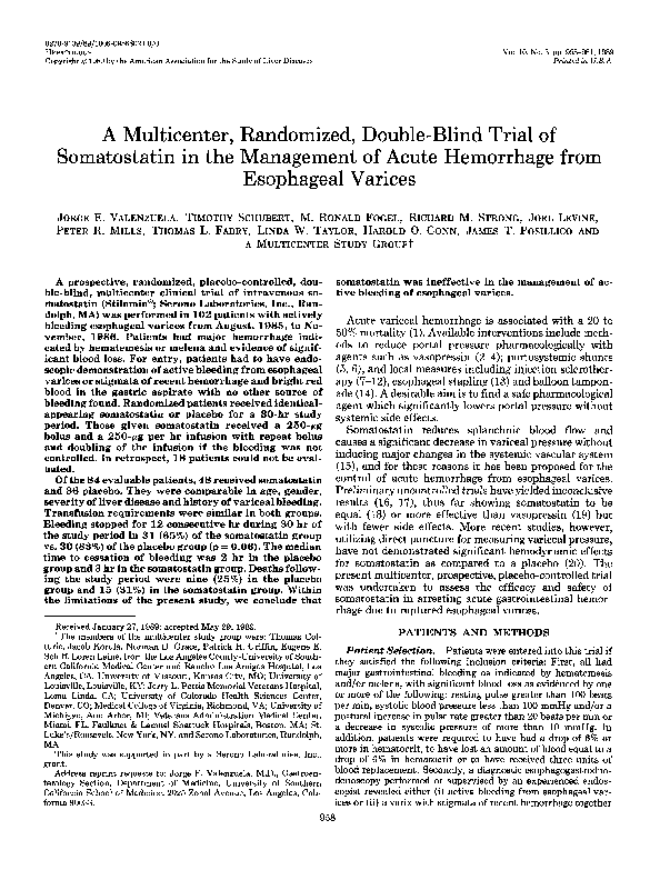 (PDF) A multicenter, randomized, double-blind trial of somatostatin in ...
