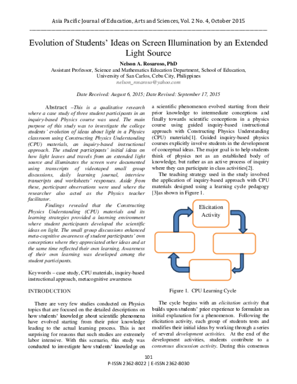 (PDF) Evolution of Students" Ideas on Screen Illumination by an ...
