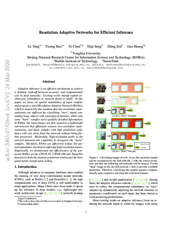(PDF) Resolution Adaptive Networks for Efficient Inference