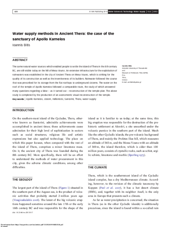 (PDF) Water supply methods in Ancient Thera: The case of the sanctuary ...