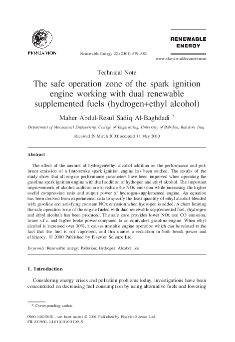 (PDF) The safe operation zone of the spark ignition engine working with dual renewable ...