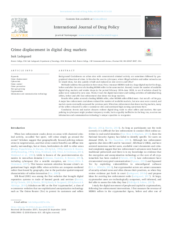(PDF) Crime displacement in digital drug markets