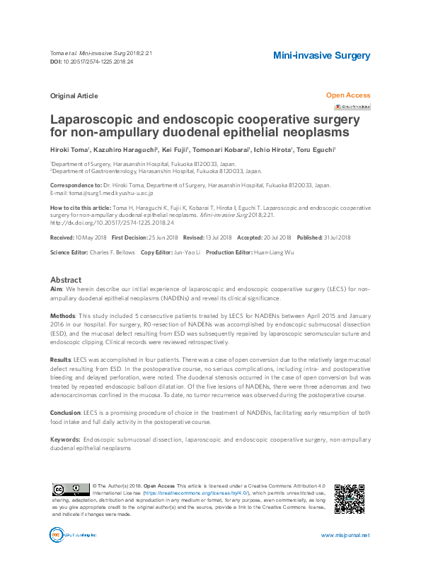 (PDF) Laparoscopic and endoscopic cooperative surgery for non-ampullary ...