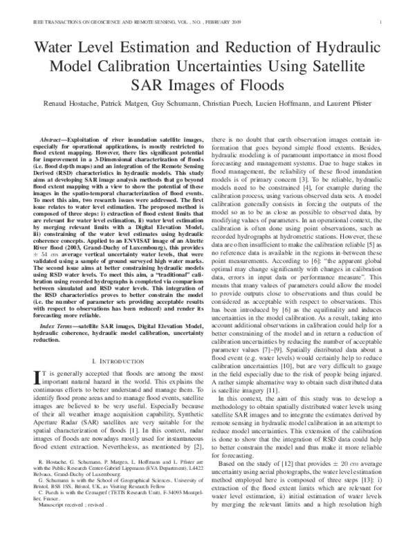 (PDF) Water Level Estimation and Reduction of Hydraulic Model ...