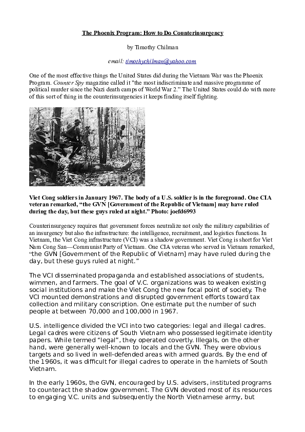 (DOC) The Phoenix Program: How to Do Counterinsurgency