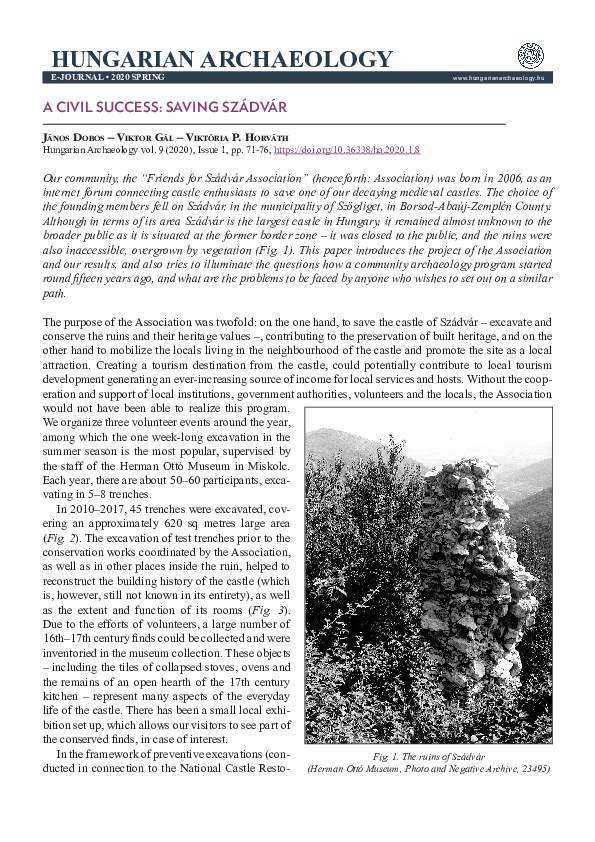 (PDF) A CIVIL SUCCESS: SAVING SZÁDVÁR (co-authors: János Dobos, Viktor Gál)