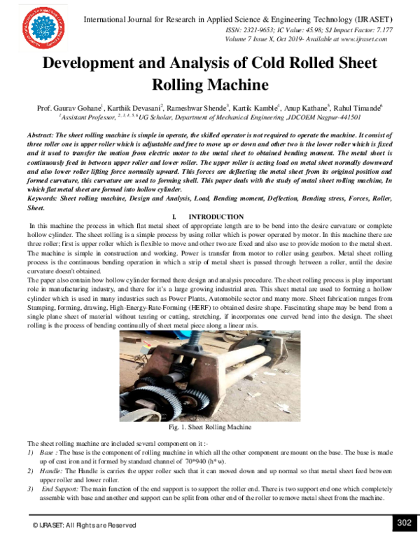 (PDF) Development and Analysis of Cold Rolled Sheet Rolling Machine