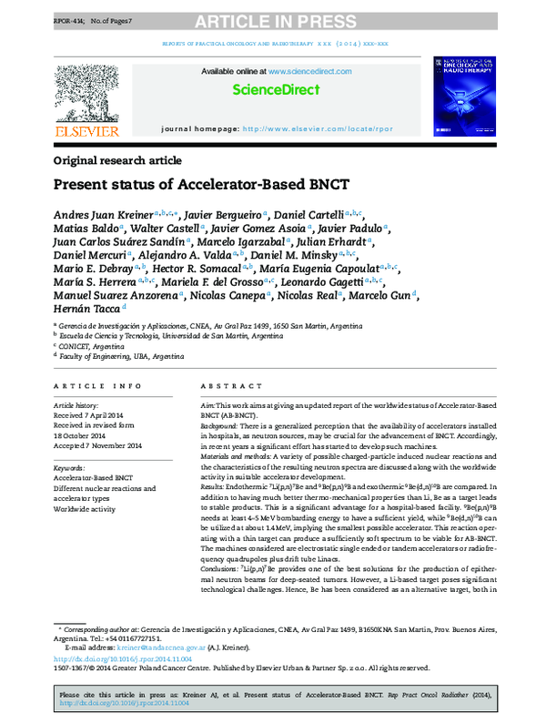 (PDF) Present status of Accelerator Based BNCT