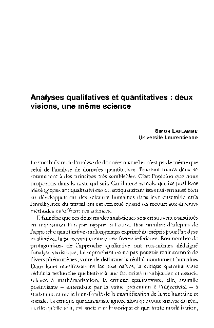 (PDF) Analyses qualitatives et quantitatives : deux visions, une même ...