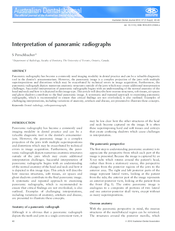 (PDF) Interpretation of panoramic radiographs