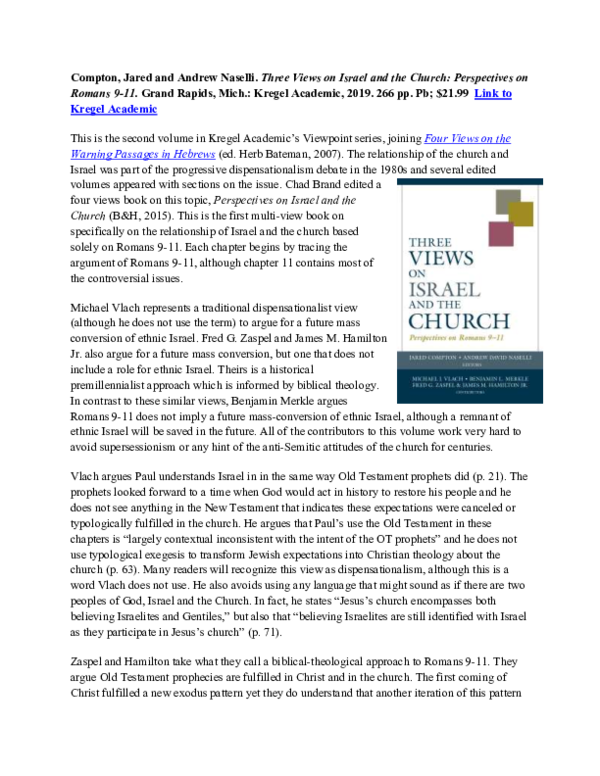 (PDF) Jared Compton and Andrew Naselli. Three Views on Israel and the ...