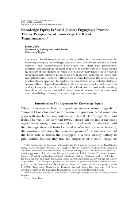 (PDF) Knowledge Equity is Social Justice: Engaging a Practice Theory ...